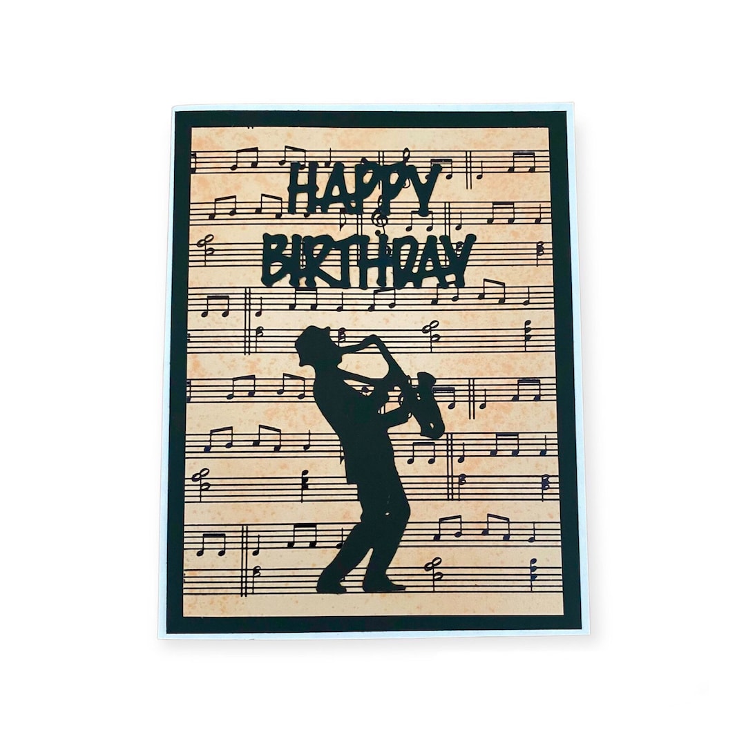 Saxophone Player Birthday Card for Him, Sax Greeting Card for Orchestra ...