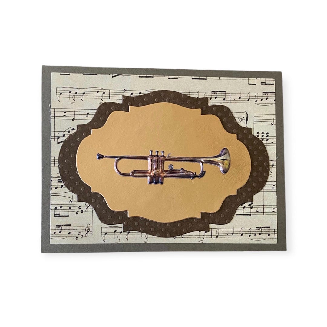 Trumpet Blank Note Card, Trumpet Player Greeting Card, Musical ...