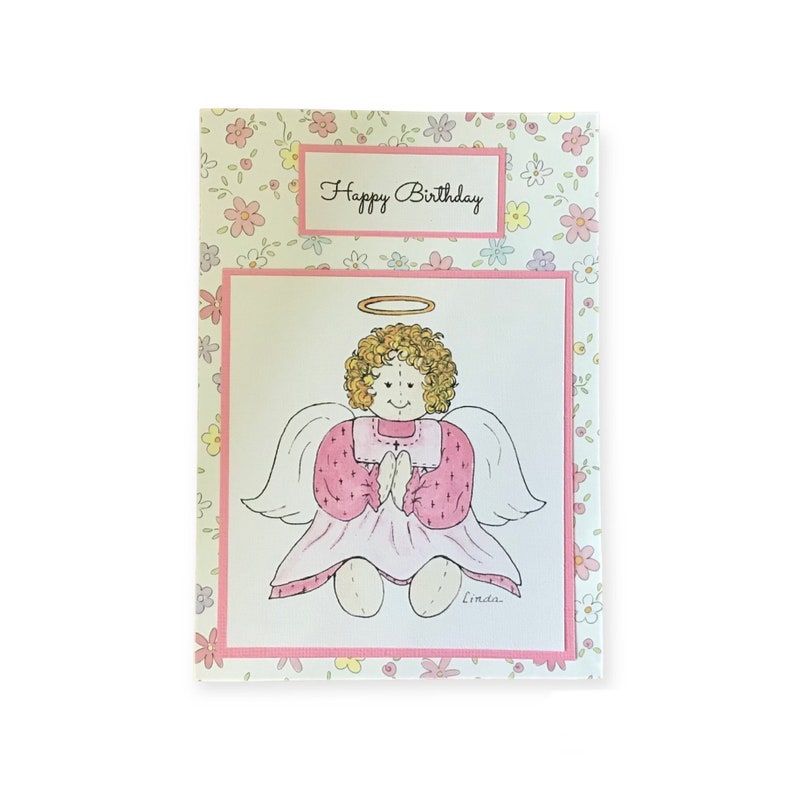 Angel Birthday Card, Blonde Angel Doll Greeting Card for Child or Adult ...