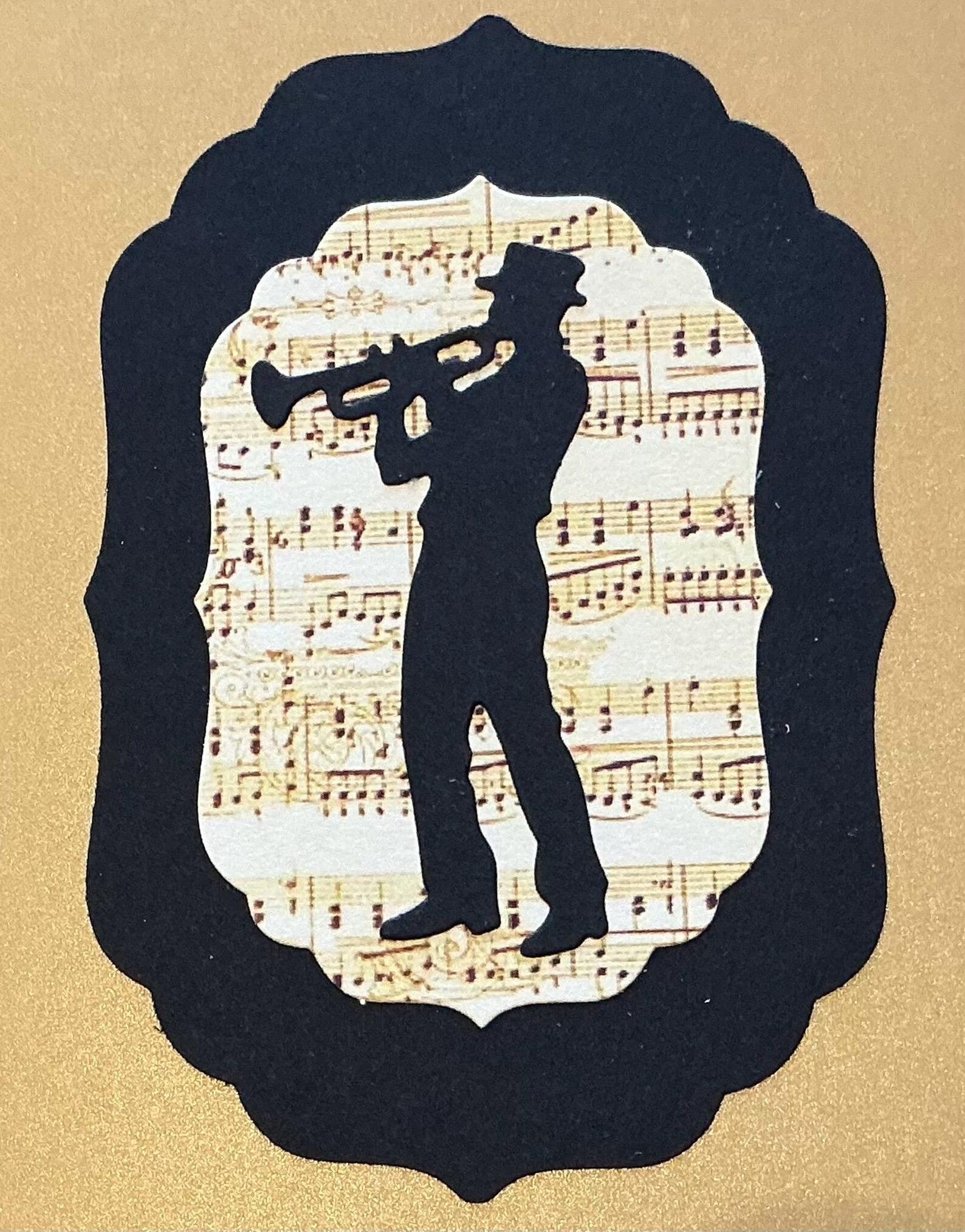 Trumpet Player Blank Note Card for Him, Handmade Card for Orchestra or ...