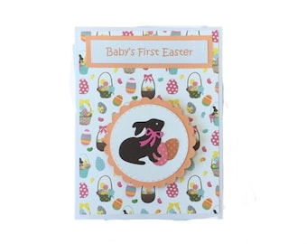 Baby’s First Easter Card, White Bunny Rabbit, Spring Greeting Card for ...