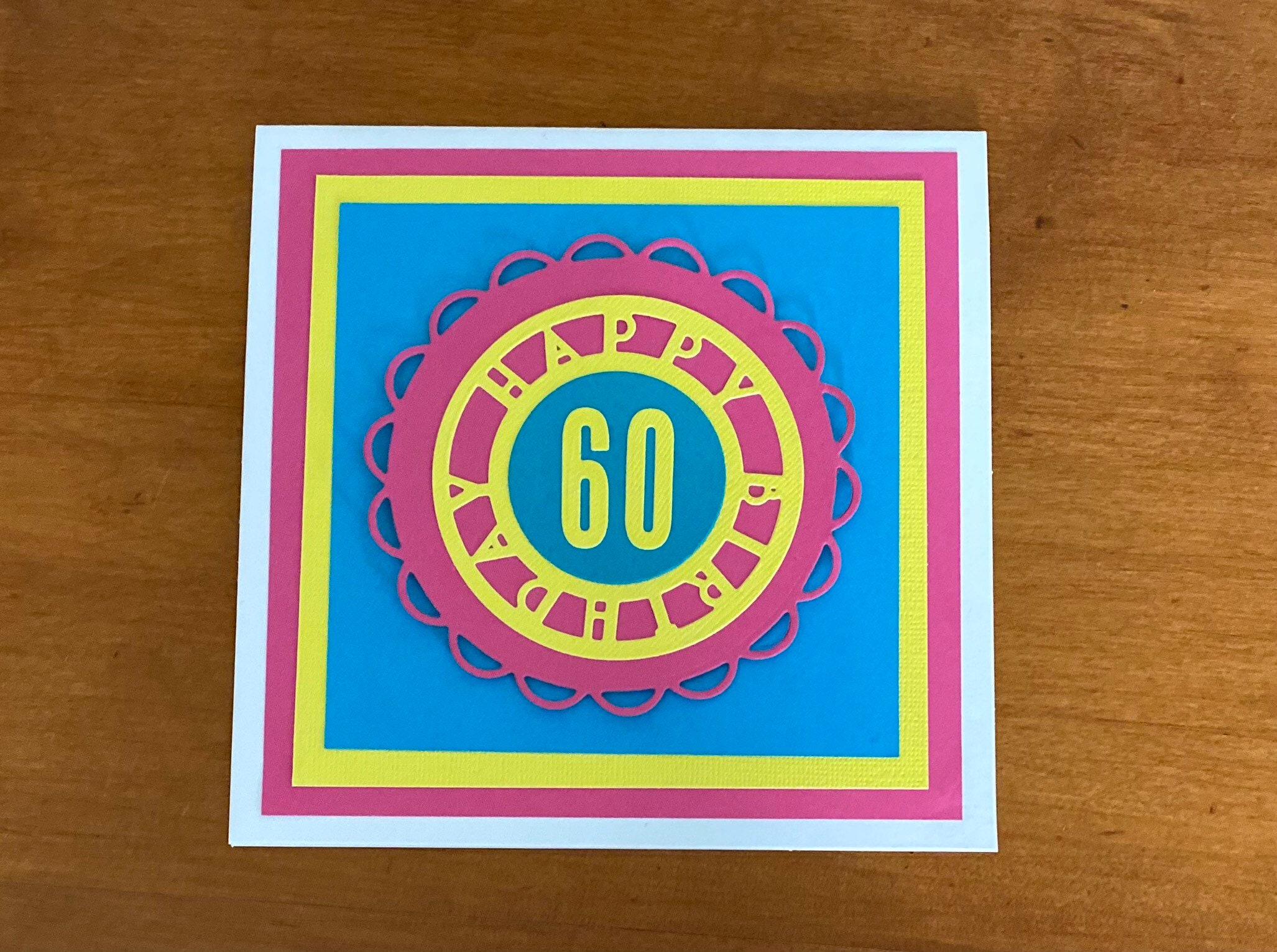 60th Birthday Card for Friend or Relative Colorful Handmade - Etsy
