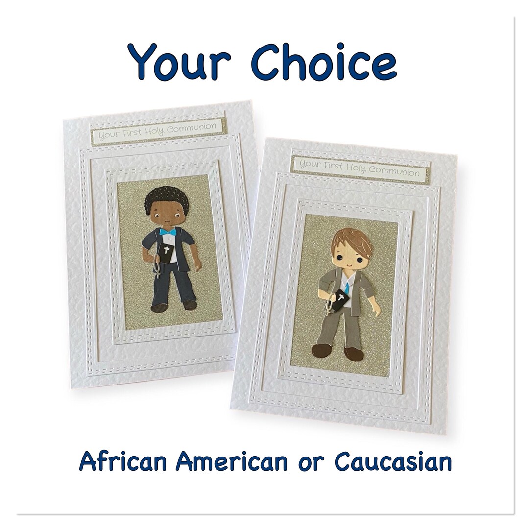 First Holy Communion Card for Boy, African American or Caucasian, Die ...