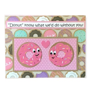 Donut Valentines Day Card, Handmade Card for Child, Cute Greeting Card ...