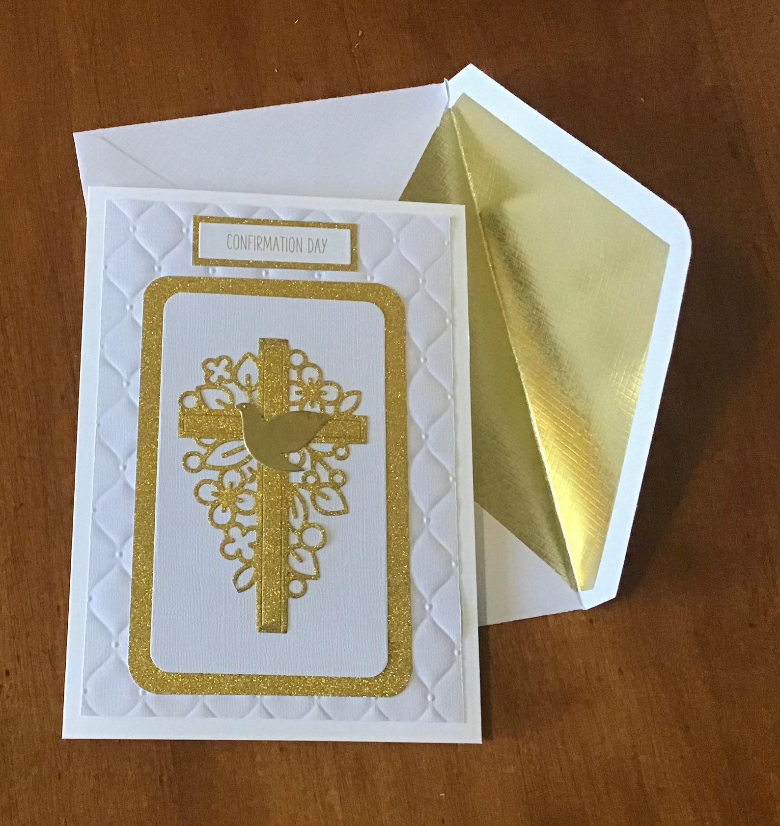 Confirmation Card, Handmade Embossed 5 X 7 Greeting Card With Gold ...