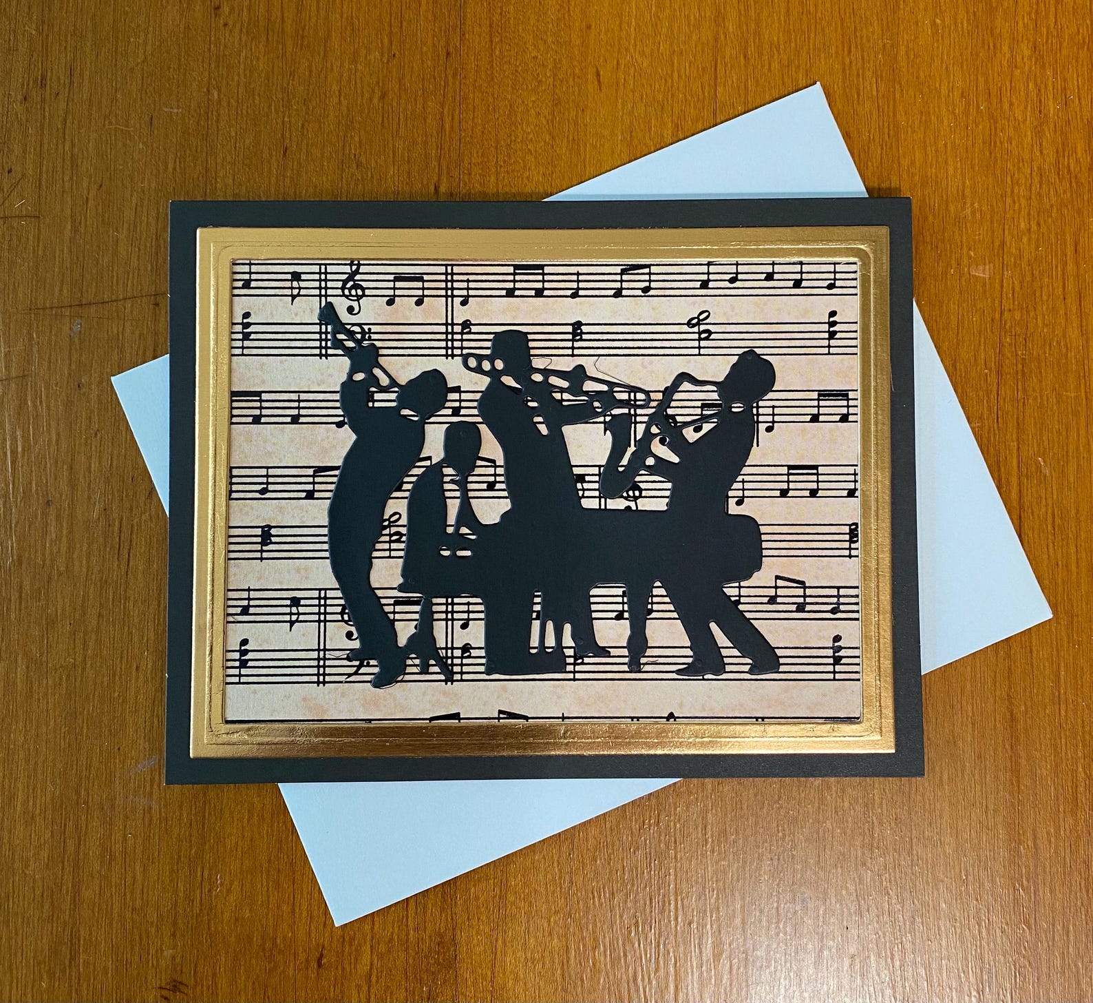 Music Theme Card for Band Member, Thank You Note for Sax Player, Classy ...