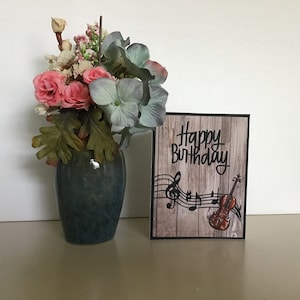 Violin Birthday Card, Cello or Viola Greeting Card, Fiddle Player Card ...