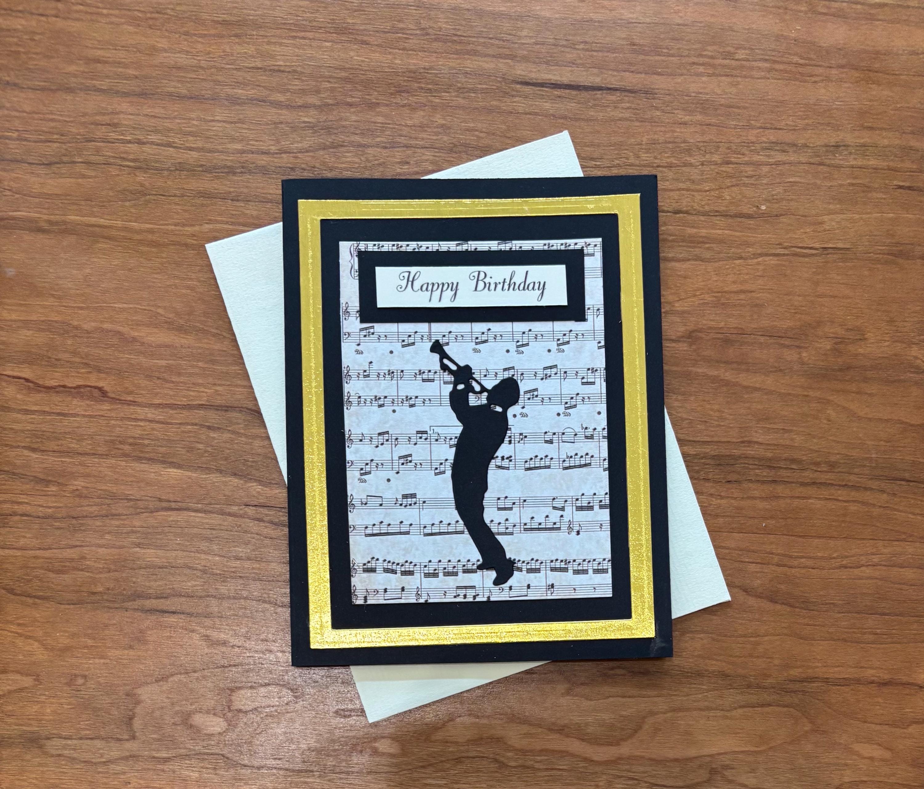 Trumpet Player Birthday Card: Handmade Music Theme Card for Him - Etsy