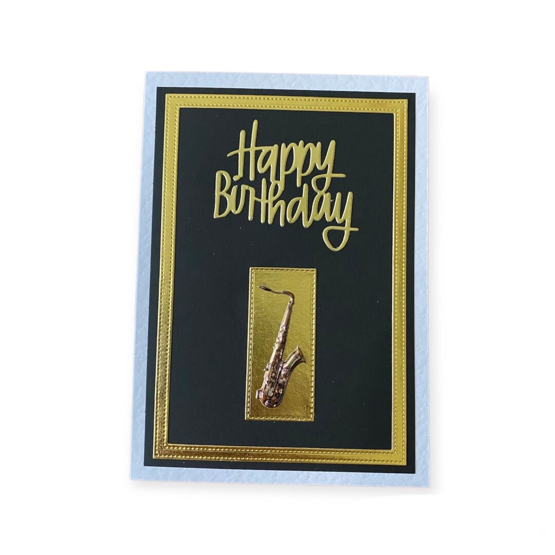 Saxophone Birthday Card, Sax Player Greeting Card, Jazz or Blues 5x7 ...