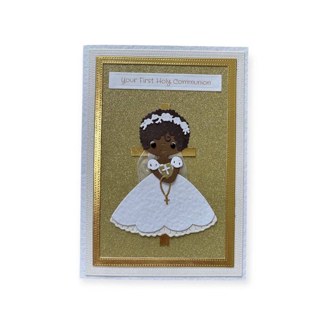 First Holy Communion Card: African American Girl, Die Cut Religious ...