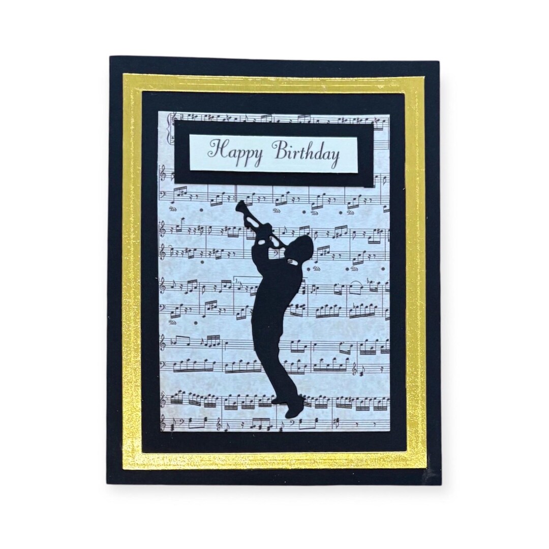Trumpet Player Birthday Card: Handmade Music Theme Card for Him - Etsy