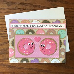 Donut Valentines Day Card, Handmade Card for Child, Cute Greeting Card ...