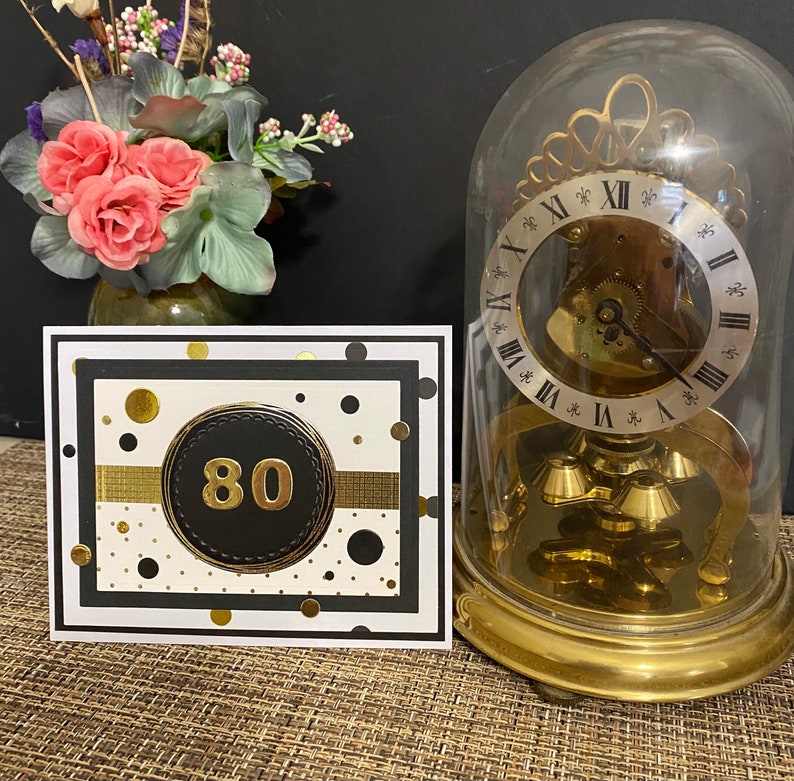 Eightieth Birthday Card for Him or Her, Gold Foil Number Eighty, Fancy ...