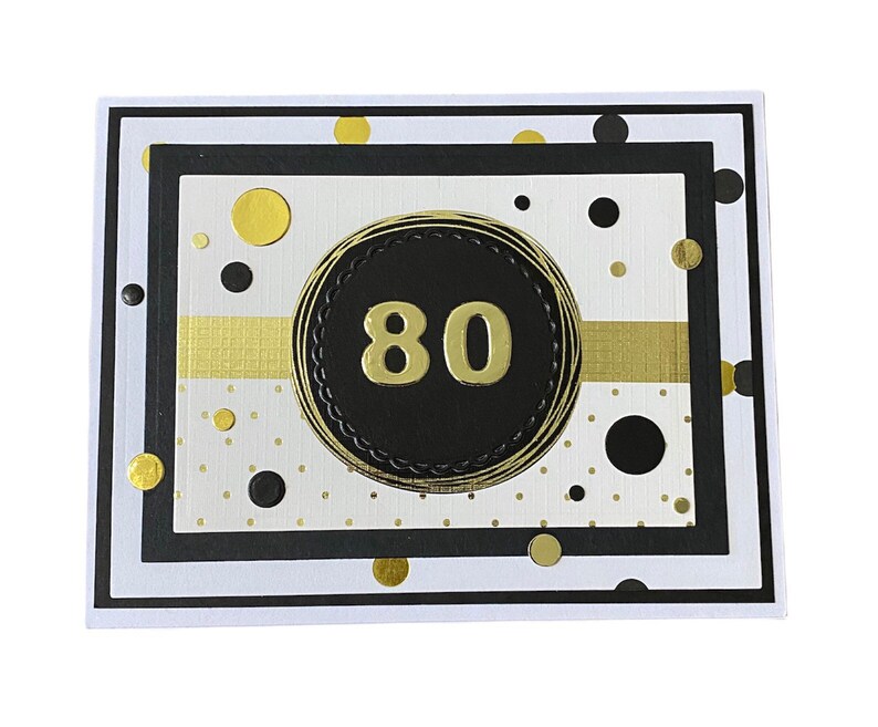 Eightieth Birthday Card for Him or Her, Gold Foil Number Eighty, Fancy ...