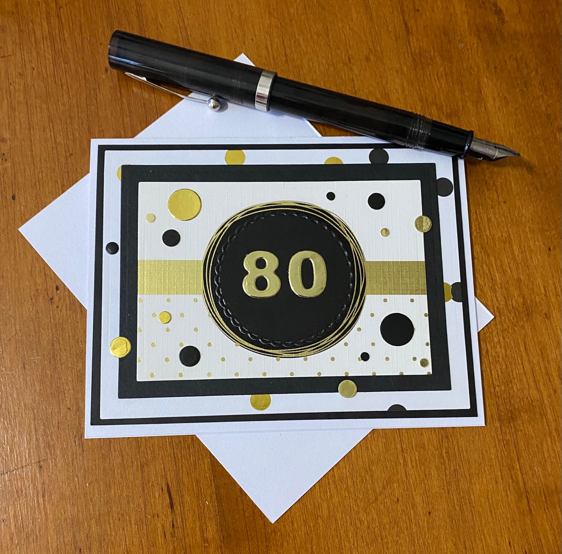Eightieth Birthday Card for Him or Her, Gold Foil Number Eighty, Fancy ...