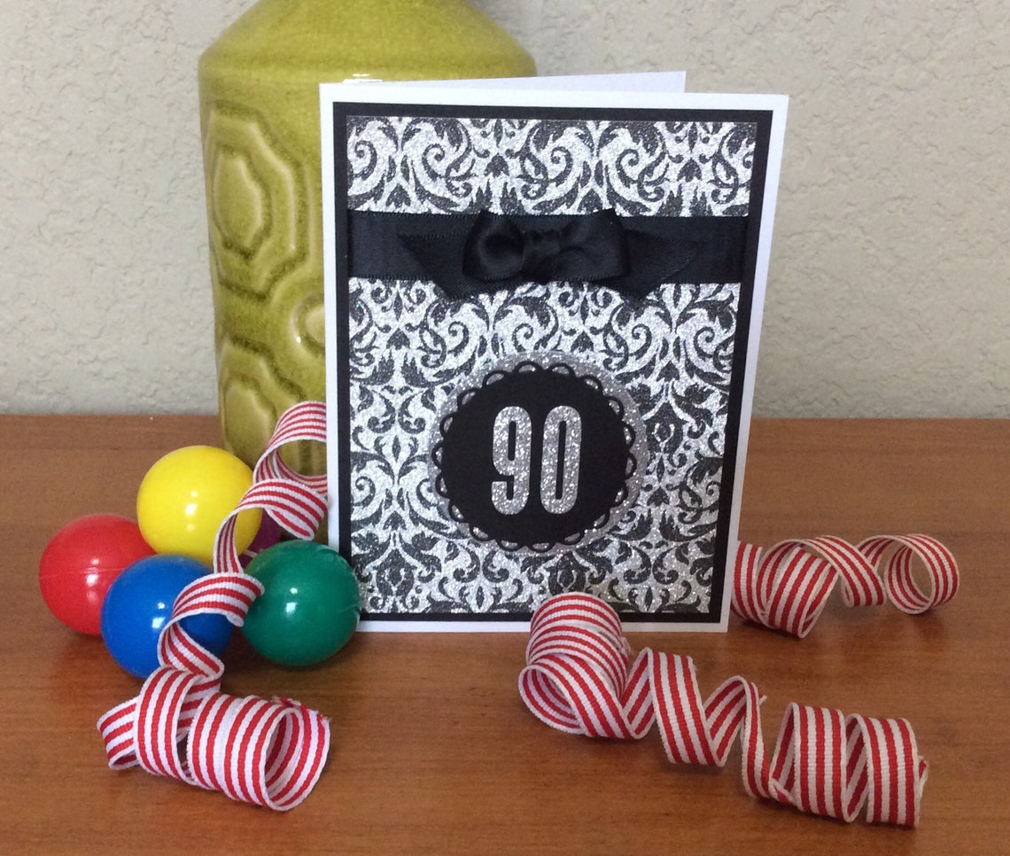 Ninetieth Birthday Card Number 90 Greeting Card Glittery - Etsy