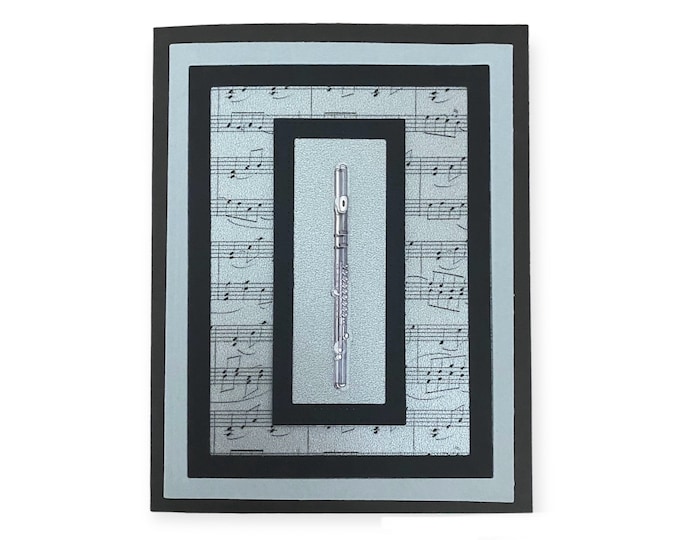 Flute Note Card for Flutist Musician, Band Director or Music Teacher Thank You Card, Classy ...
