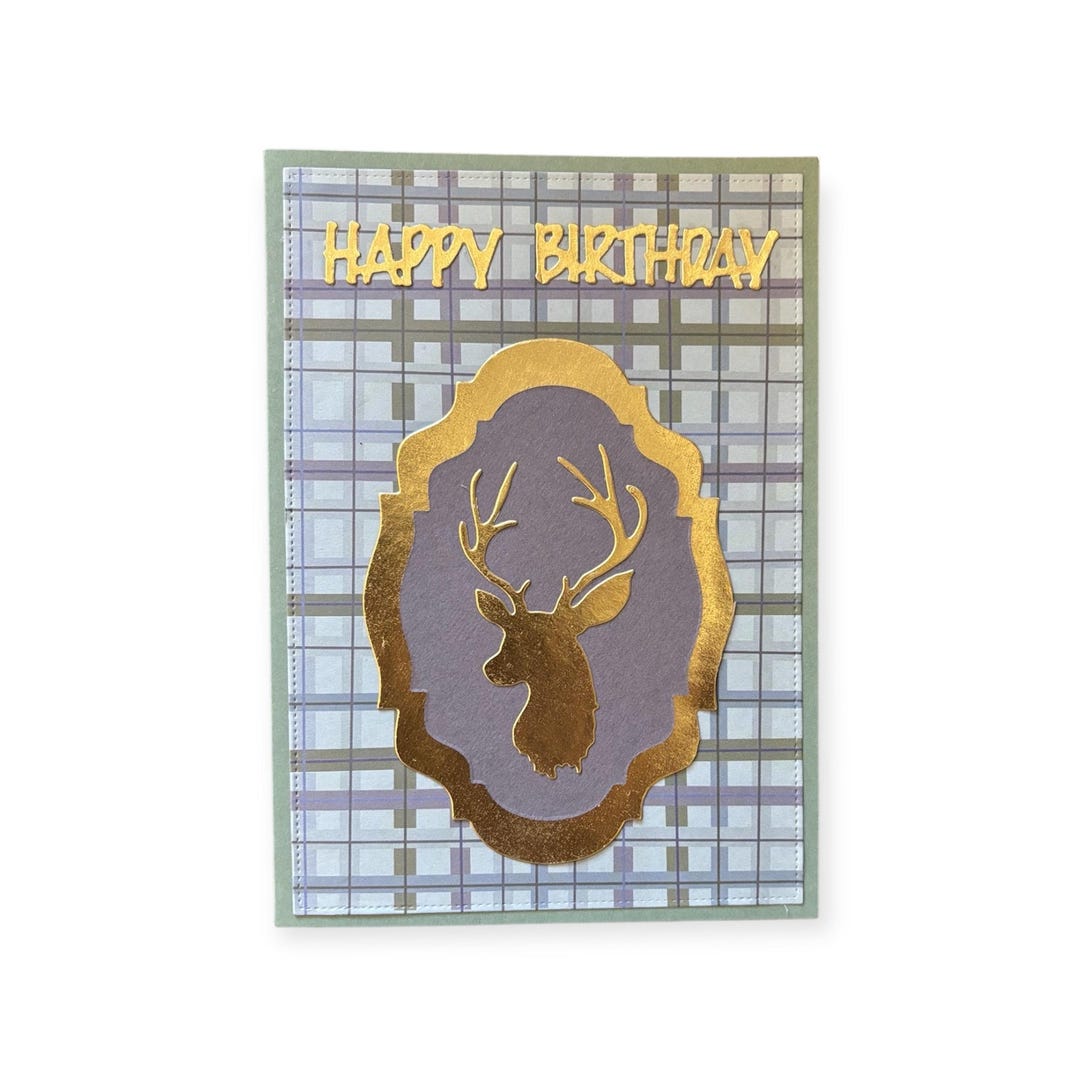 Deer Birthday Card, 5x7 Handmade Greeting for Hunter With Buck Head ...