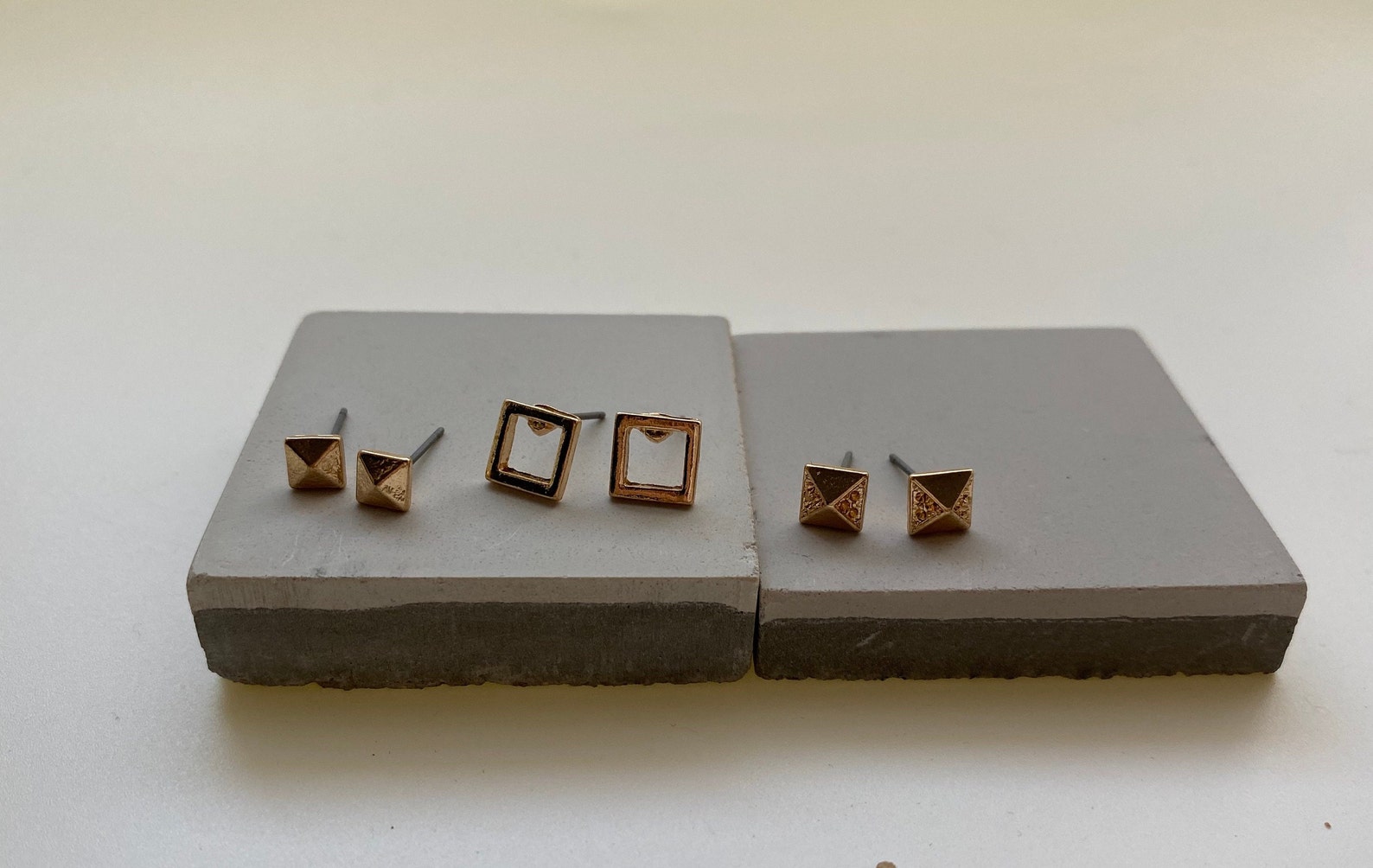Textured Gold Square Studs Set Mini Square Studs Minimalist - Etsy