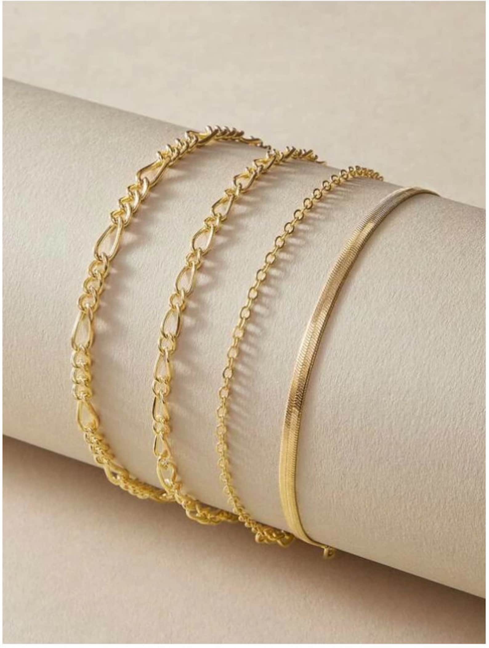 Gold Chain & Link Bracelet Set Gold Link Bracelets Boho - Etsy