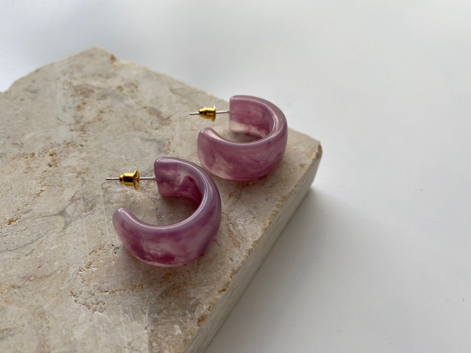 Color Acetate Acrylic Cuff Hoop Earrings Small Chunky Open | Etsy