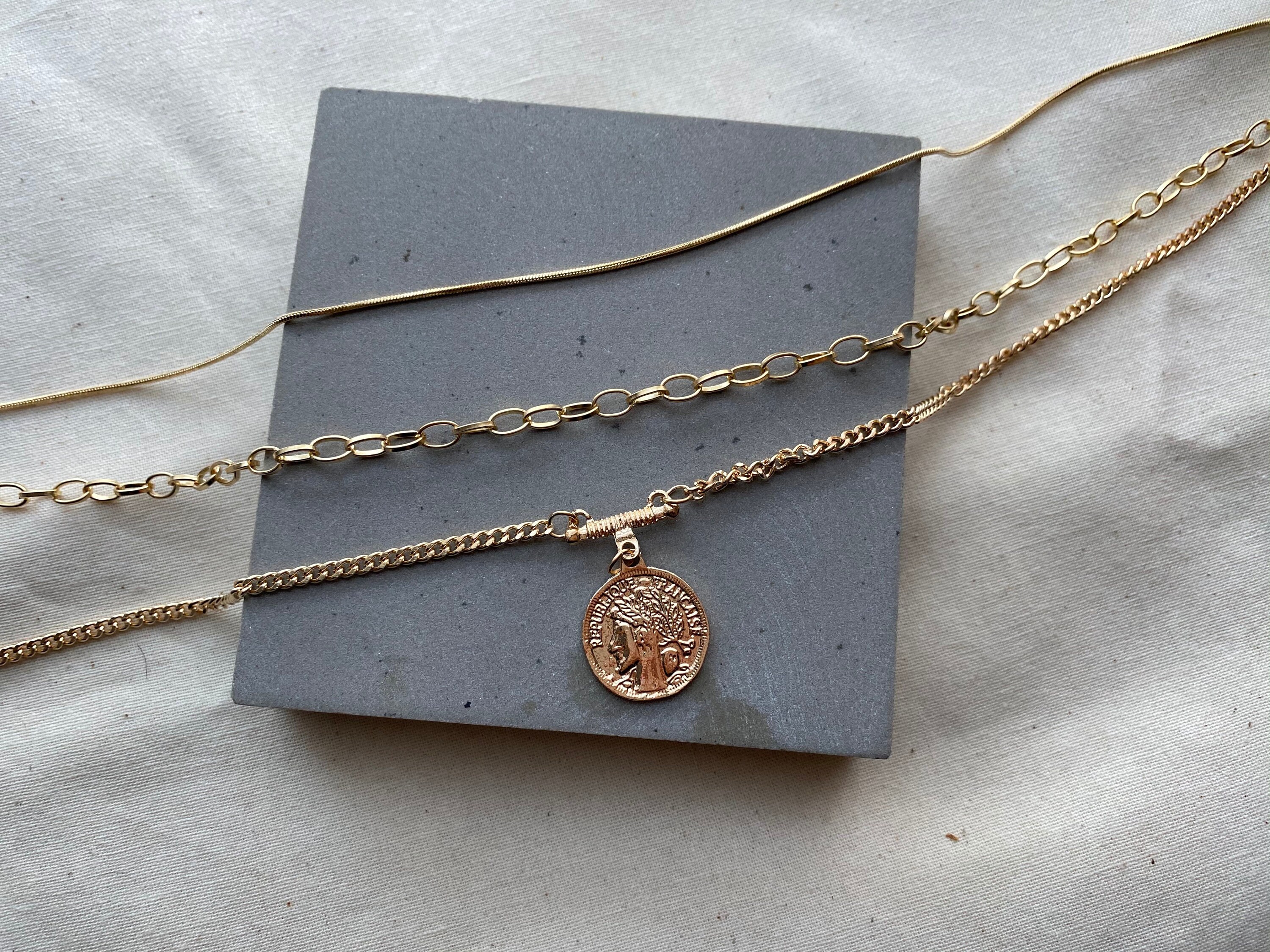 Layered Gold Coin Chains Necklace Coin Pendant Necklace | Etsy