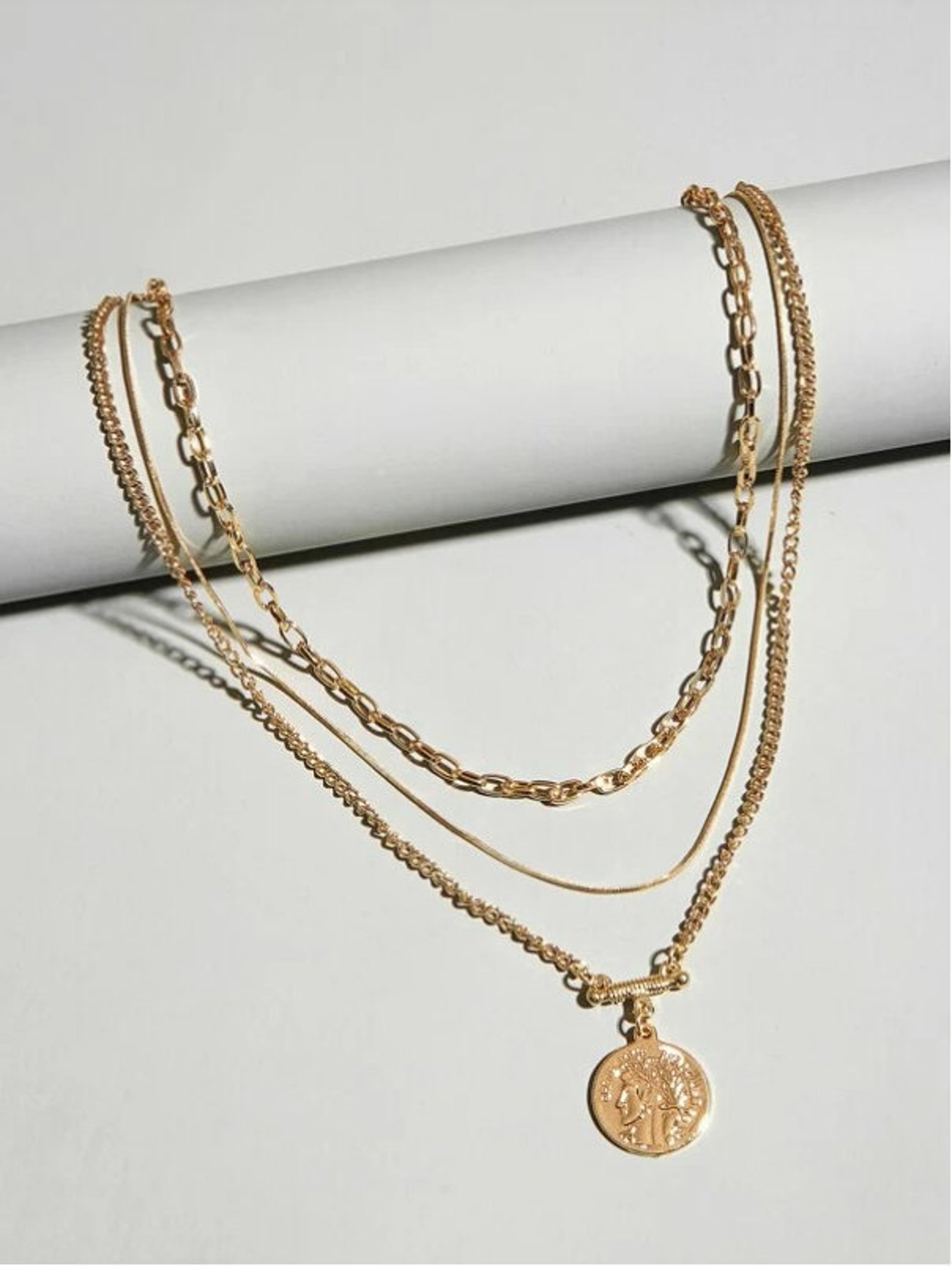 Layered Gold Coin Chains Necklace Coin Pendant Necklace - Etsy