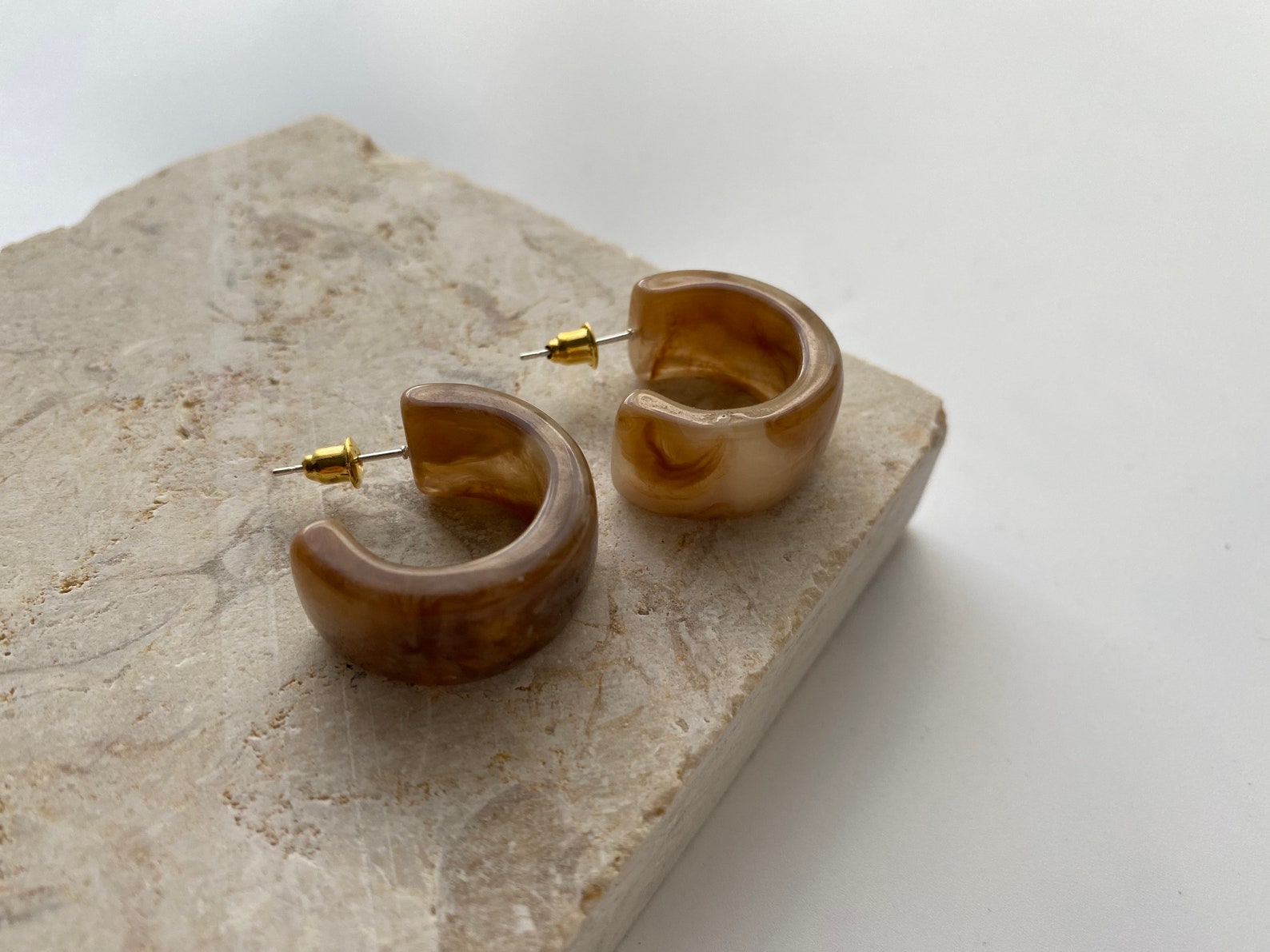 Color Acetate Acrylic Cuff Hoop Earrings , Small Chunky Open Hoops ...