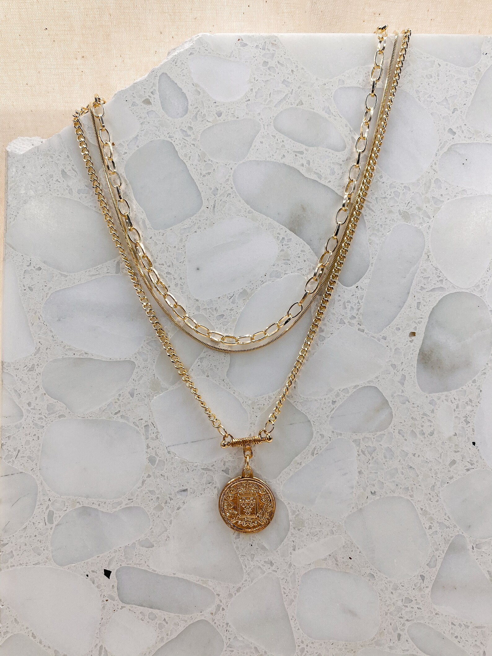 Layered Gold Coin Chains Necklace Coin Pendant Necklace - Etsy