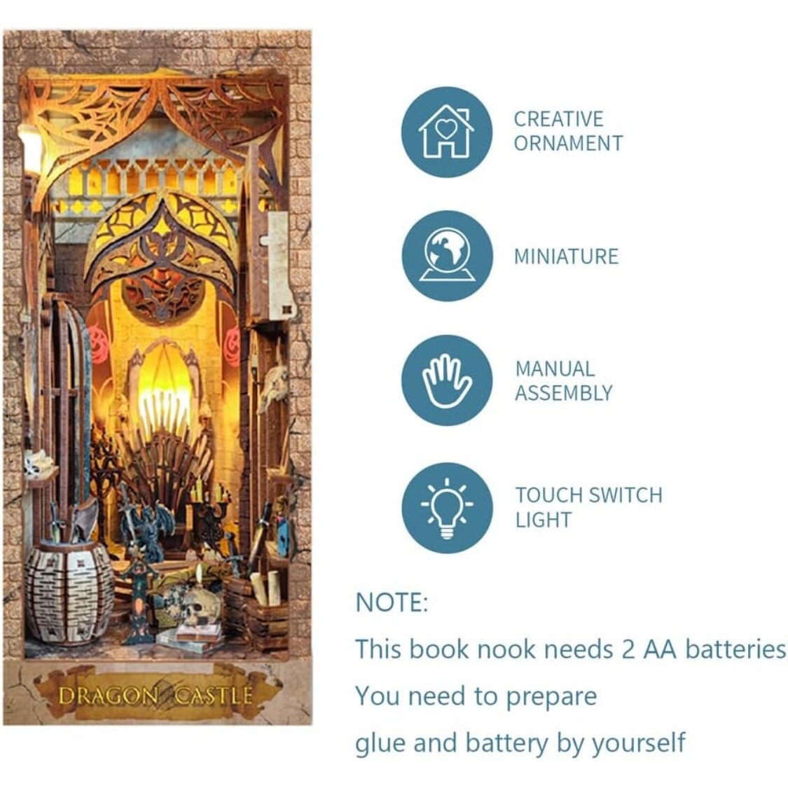 Dragon Castle Book Nook: 3D Wooden Puzzle Shelf Insert - Etsy