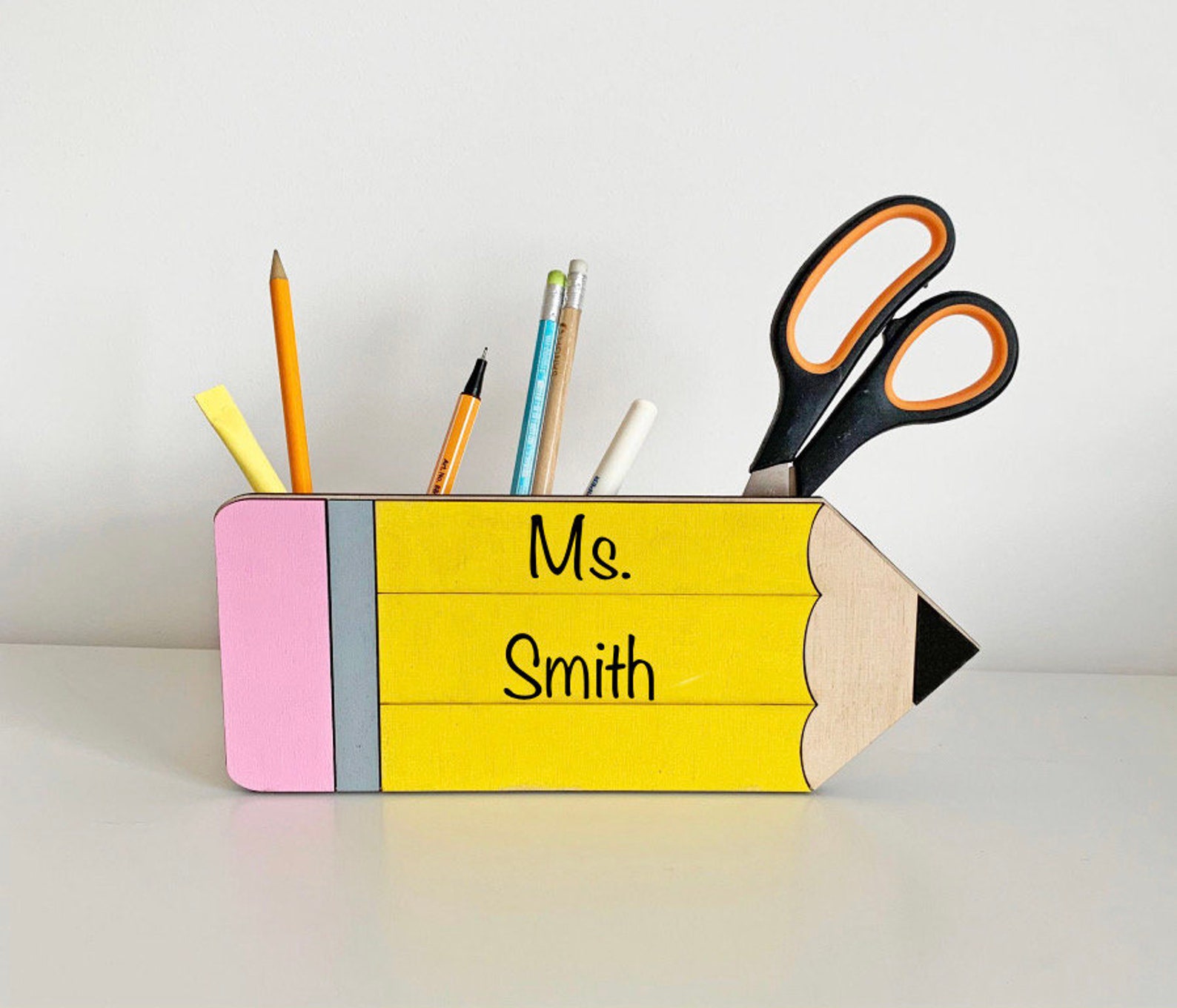 Personalized Teacher Desk Organizer: Custom Name Pencil Caddy - Etsy