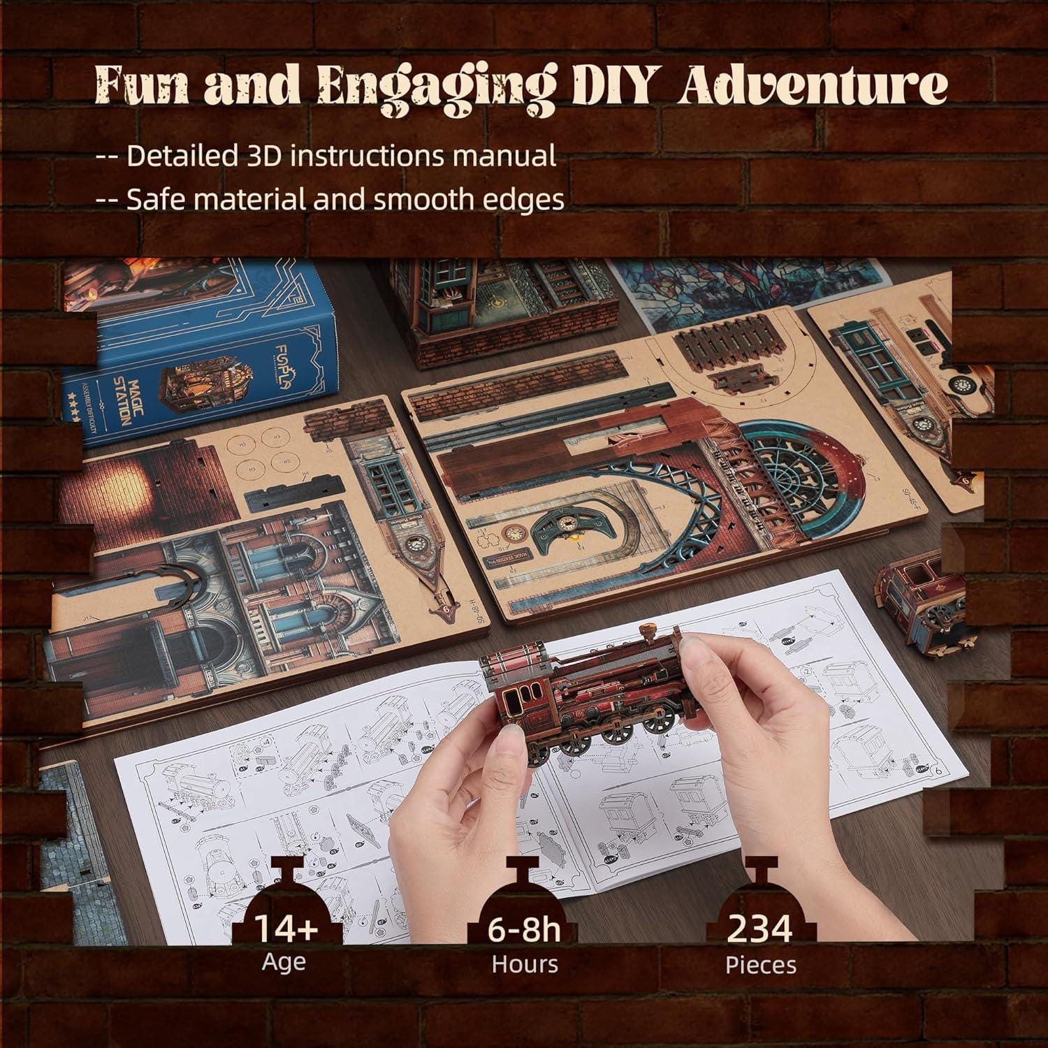 Magic Station Book Nook Kit 3D Wooden Puzzle Insert Model - Etsy