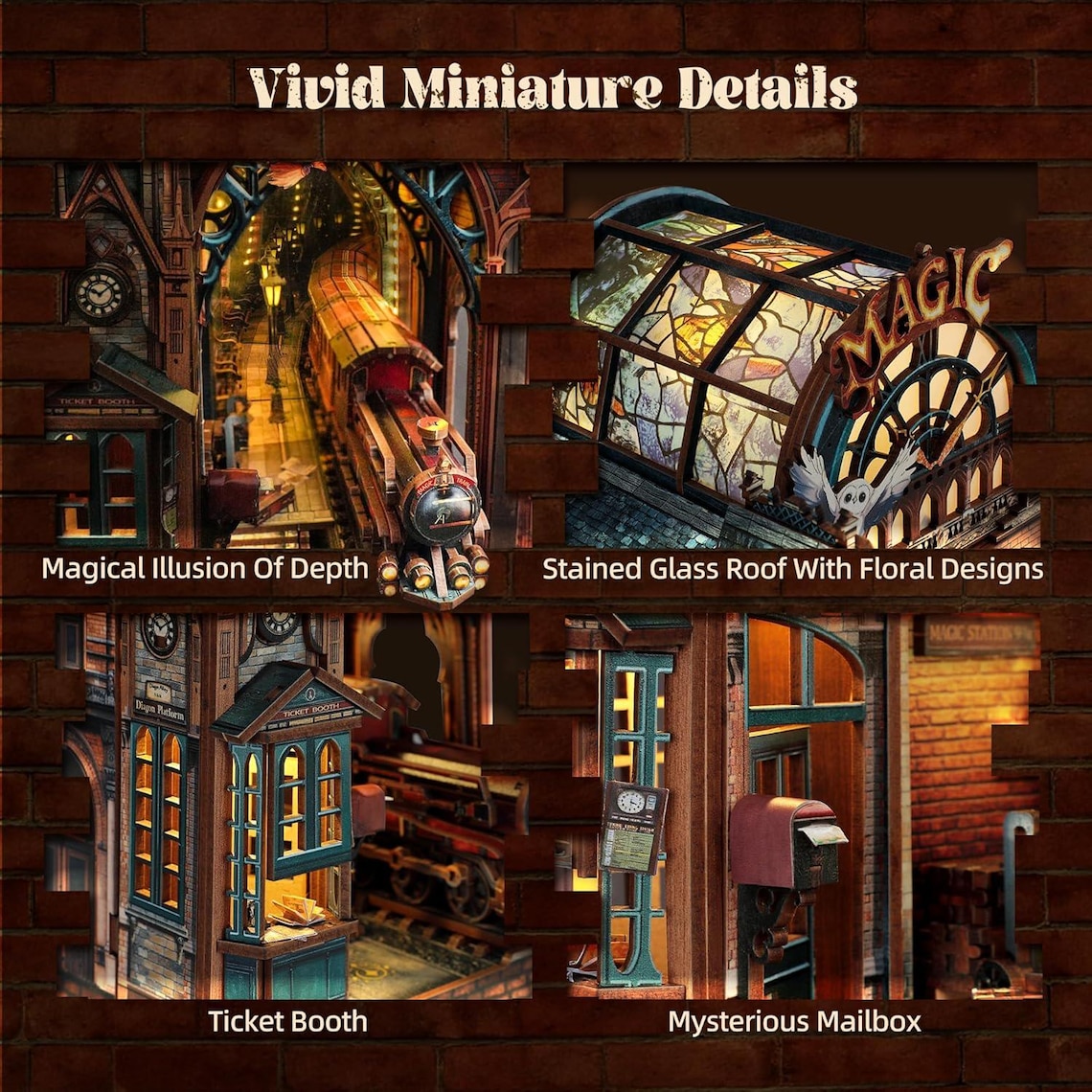 Magic Station Book Nook Kit 3D Wooden Puzzle Insert Model - Etsy