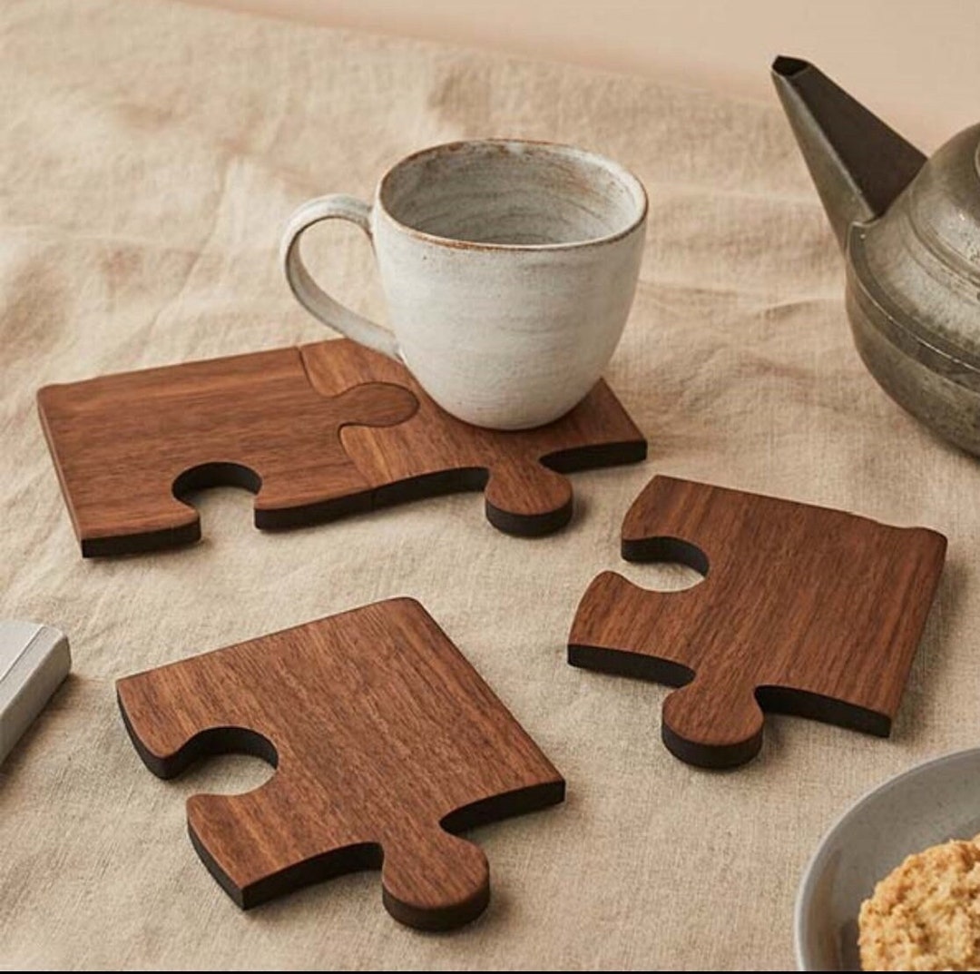 4 Piece Personalized Puzzle Coaster Set. - Etsy