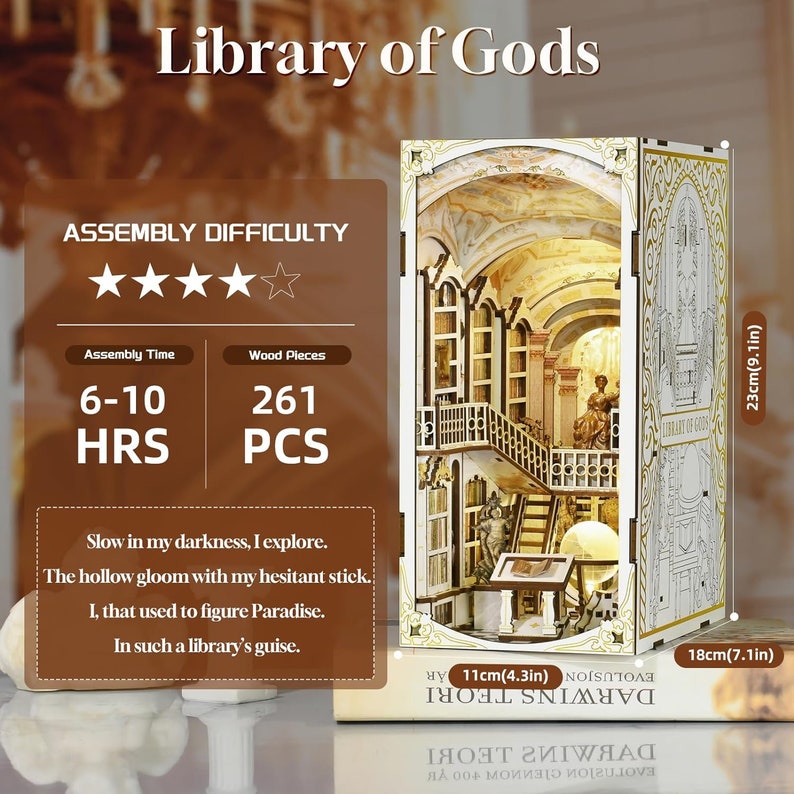 Library of the Gods Book Nook: 3D Wooden Puzzle Shelf Insert - Etsy