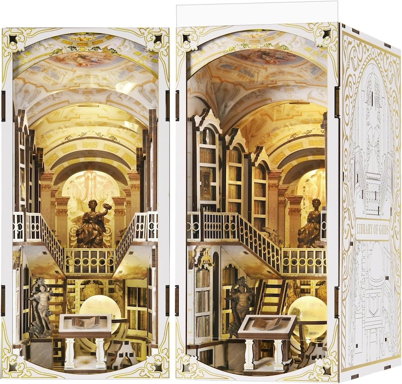 Library of the Gods Book Nook: 3D Wooden Puzzle Shelf Insert - Etsy