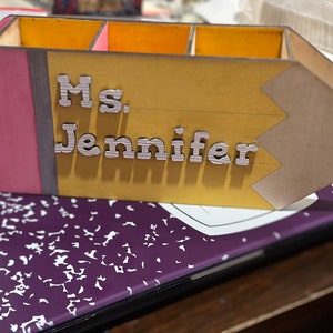 Personalized Teacher Desk Organizer: Custom Name Pencil Caddy - Etsy