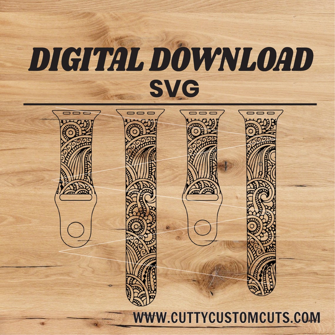 Henna Watch Band Design SVG Digital File laser Engraving - Etsy