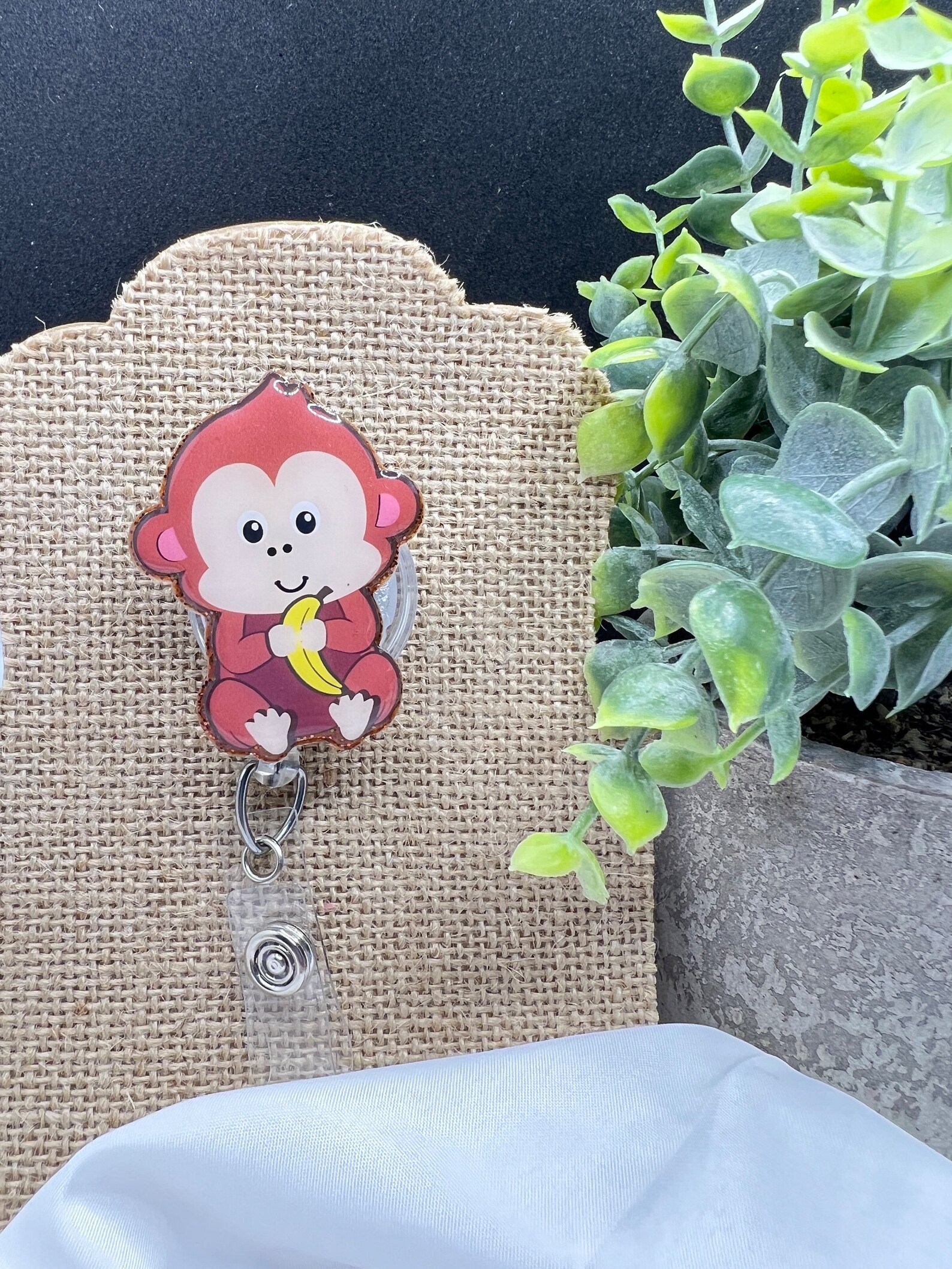 Monkey With Banana Interchangeable Badge Reel Topper - Etsy
