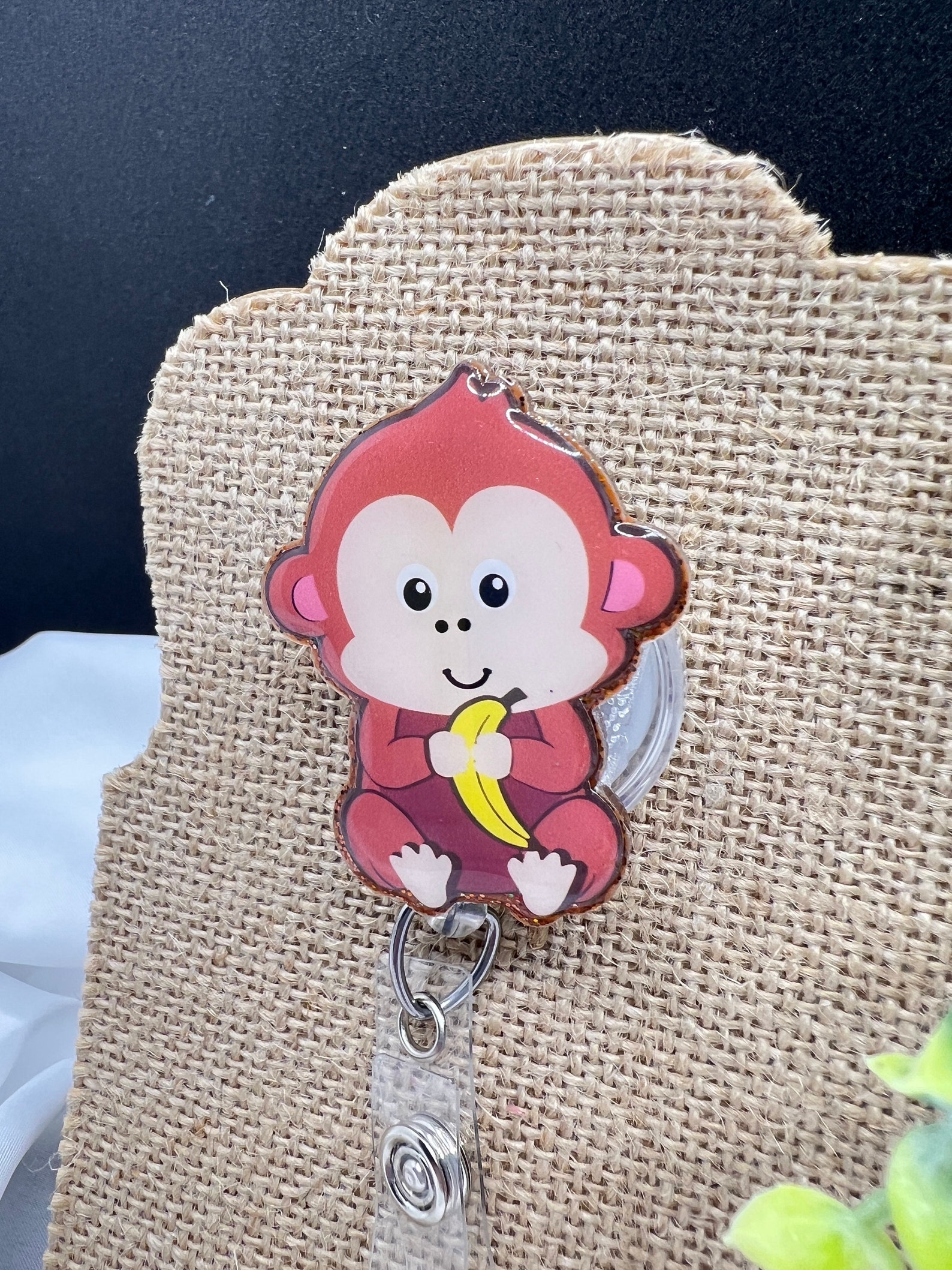 Monkey With Banana Interchangeable Badge Reel Topper - Etsy