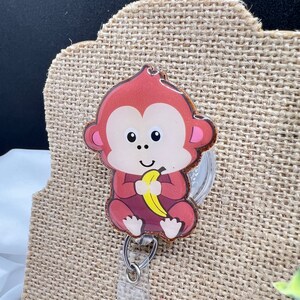 Monkey With Banana Interchangeable Badge Reel Topper - Etsy