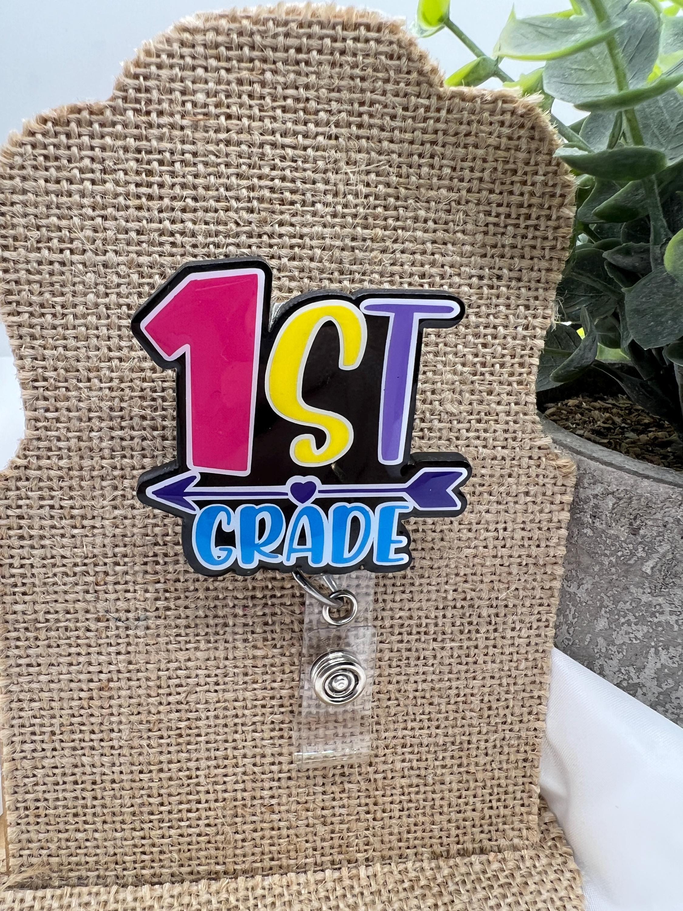1st Grade Badge Reel Topper: Interchangeable Acrylic Design - Etsy