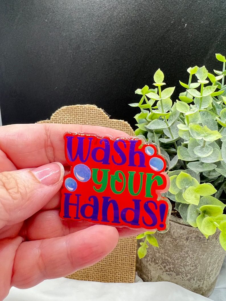 Wash Your Hands Badge Reel Topper: Nurse, Teacher, Medical Office - Etsy