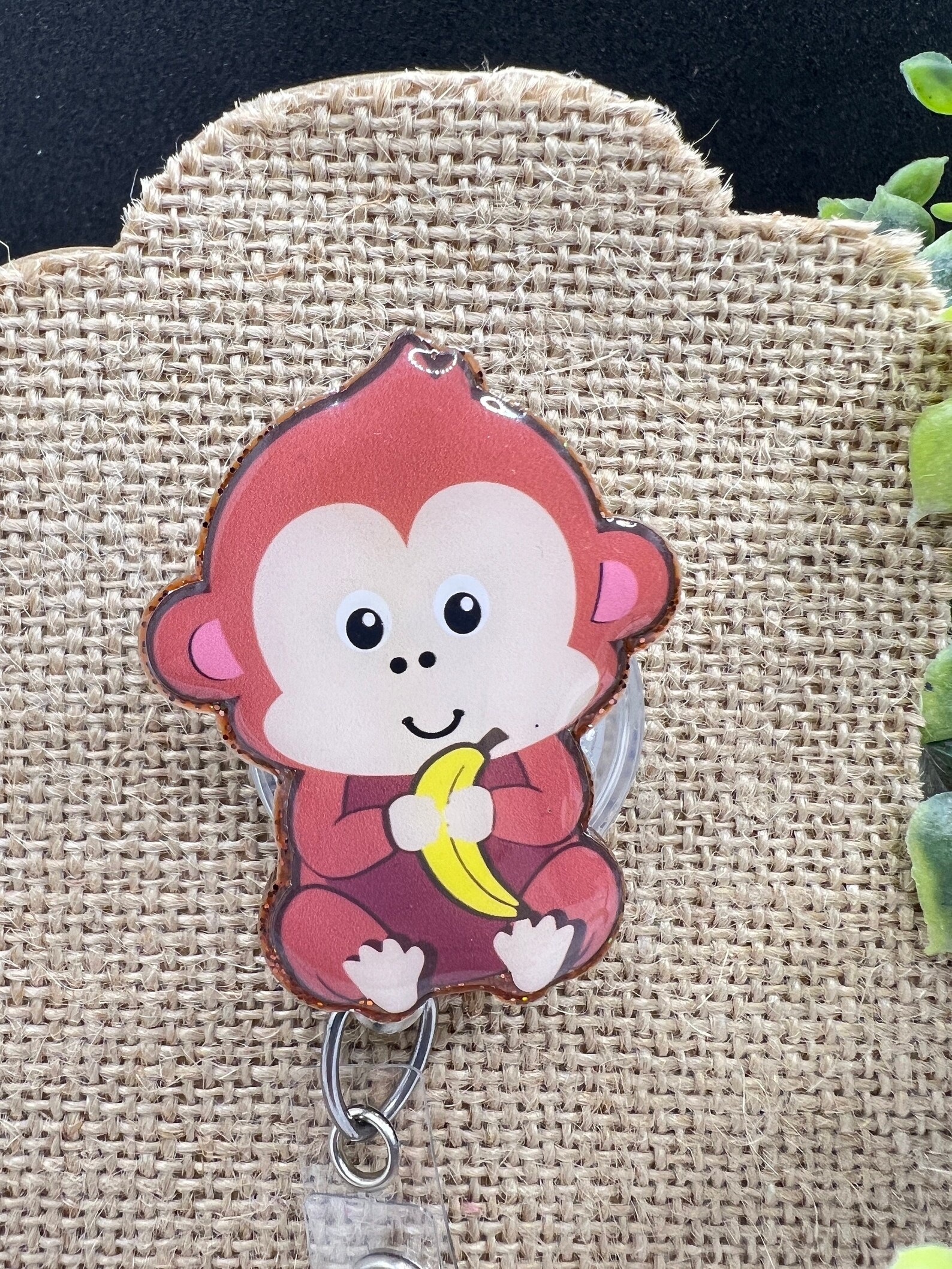 Monkey With Banana Interchangeable Badge Reel Topper - Etsy
