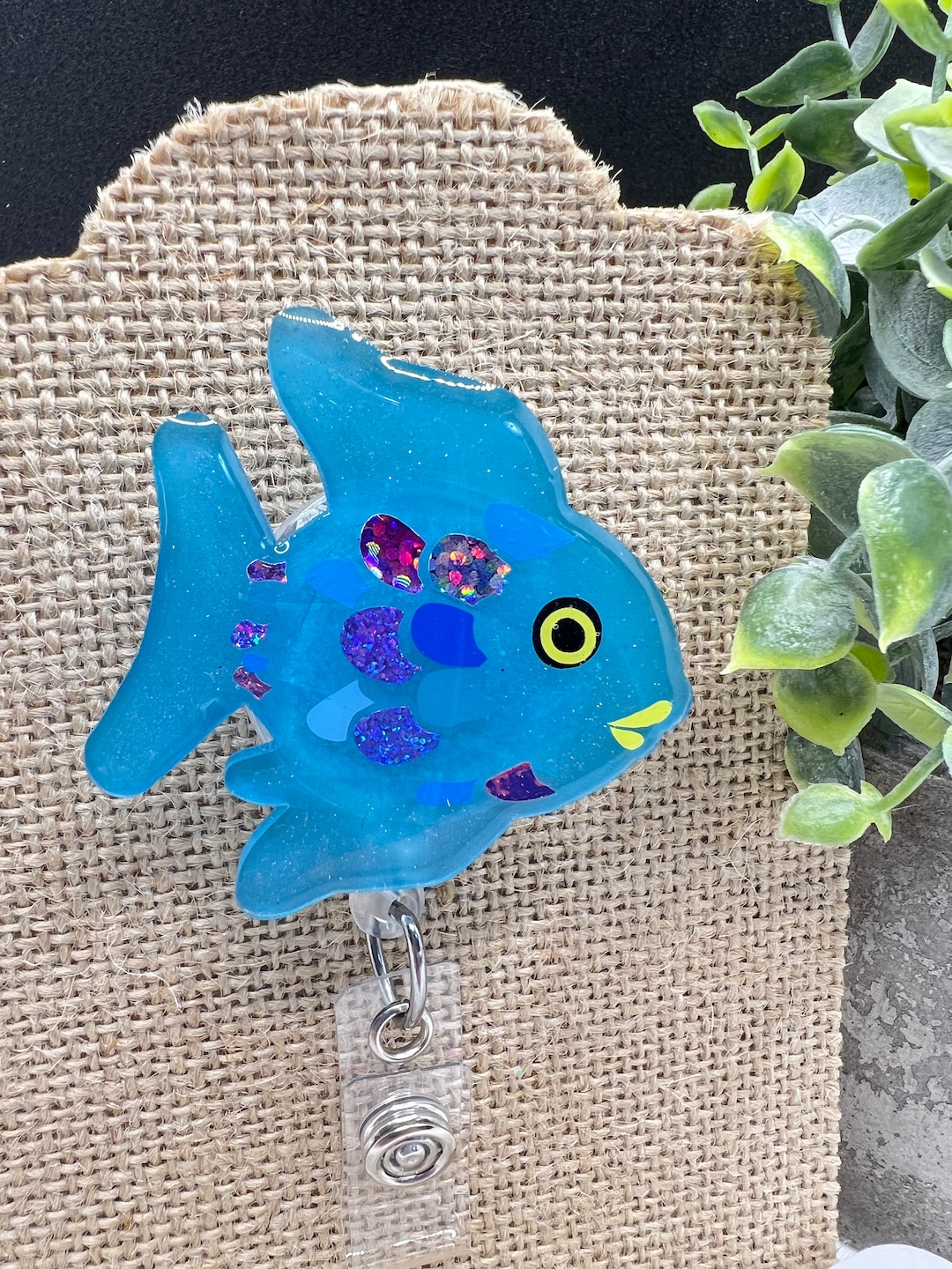 Rainbow Fish Badge Reel Topper W/alligator Clip or Belt Clip Badge Reel ...