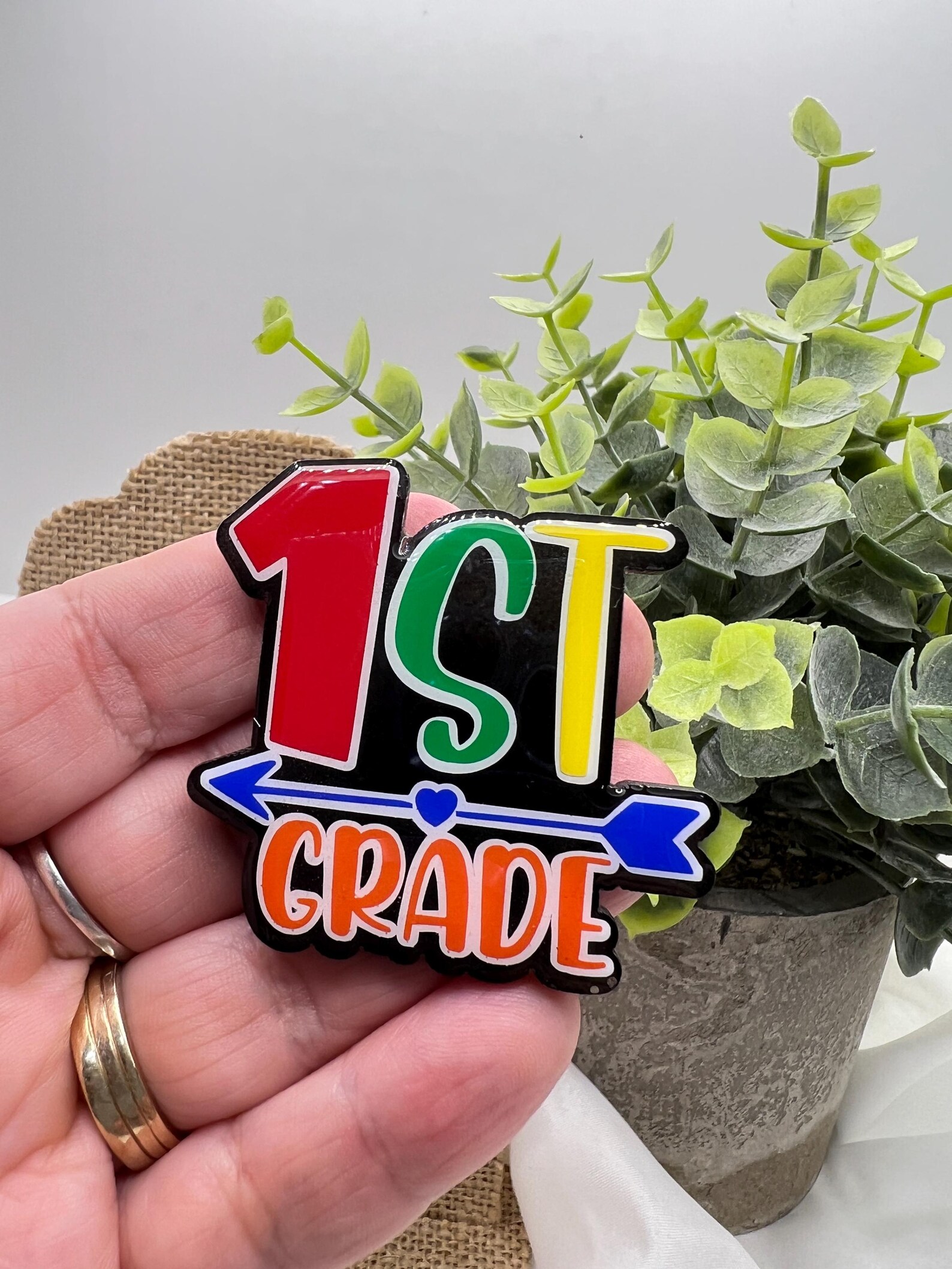 1st Grade Badge Reel Topper: Interchangeable Acrylic Design - Etsy