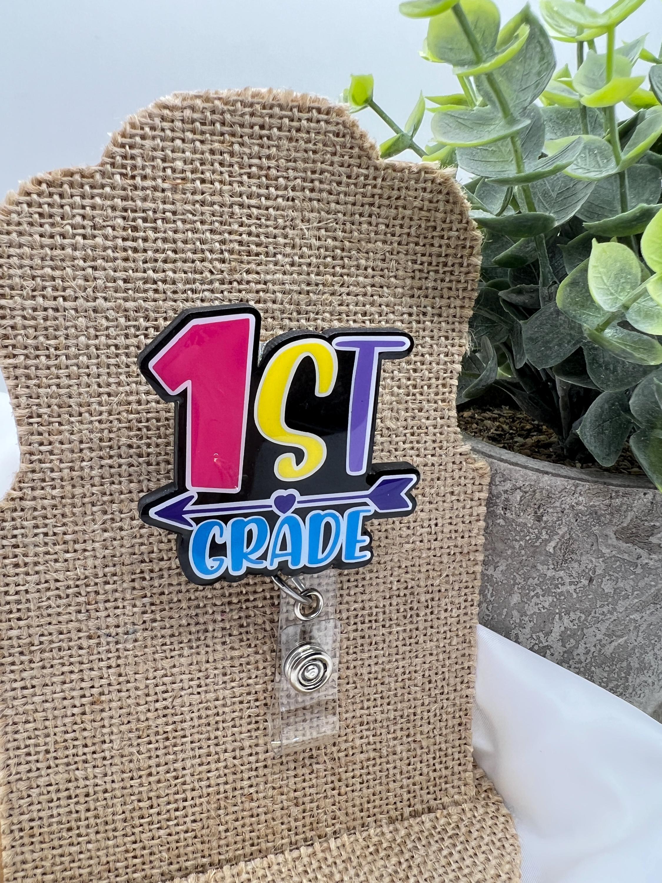 1st Grade Badge Reel Topper: Interchangeable Acrylic Design - Etsy