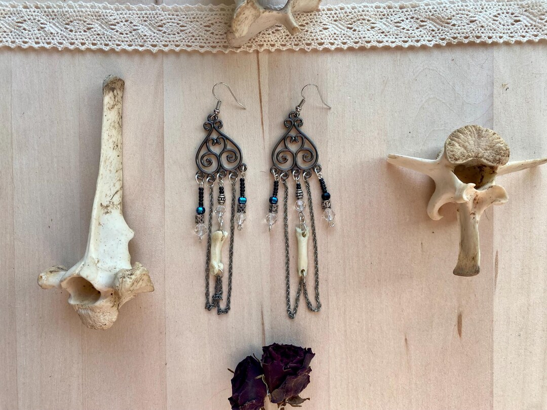 Gothic Bone Chandelier Earrings // Vulture Culture Jewelry // Ornate ...