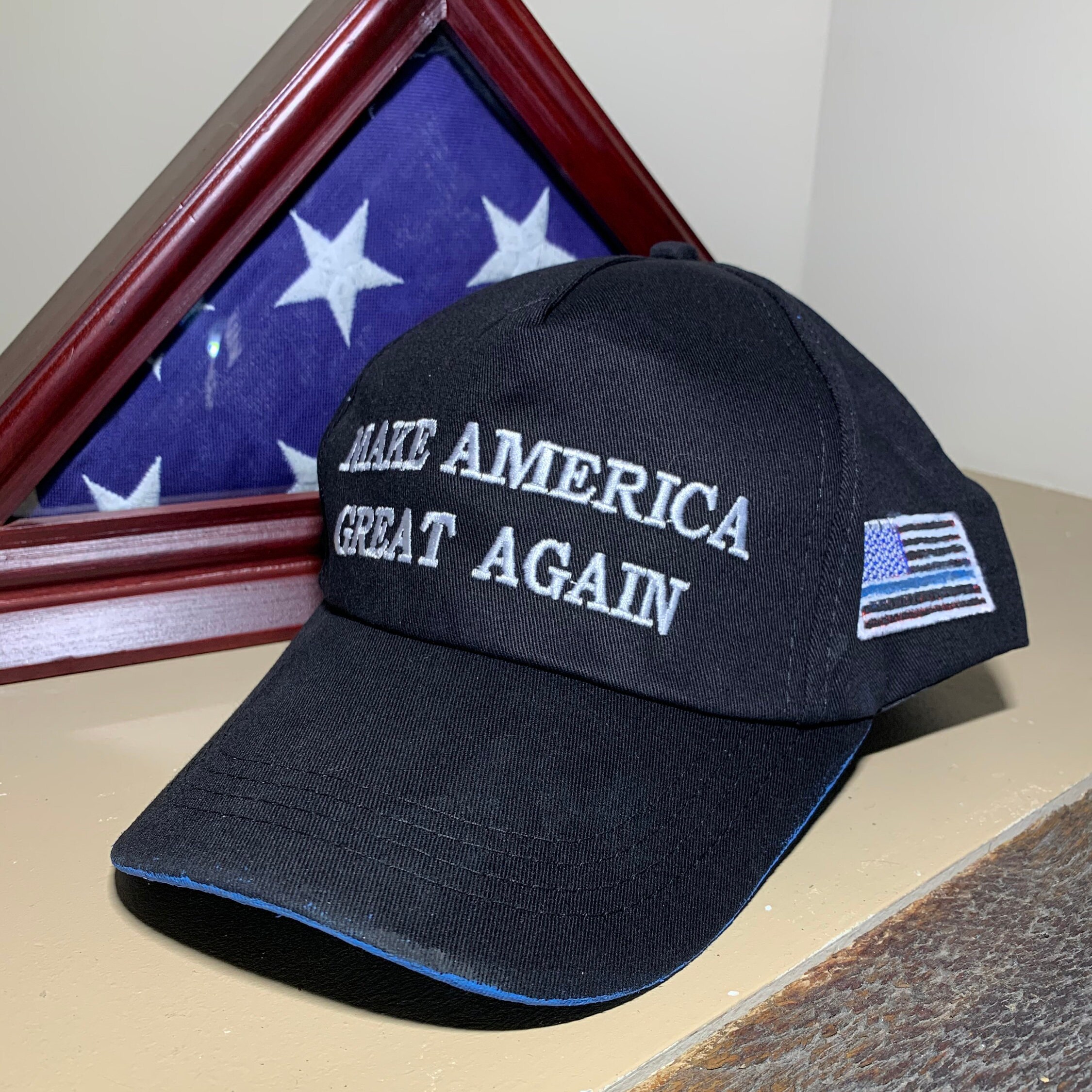 BLUE LIVES MATTER maga hat Donald Trump 2020 Thin Blue Line | Etsy