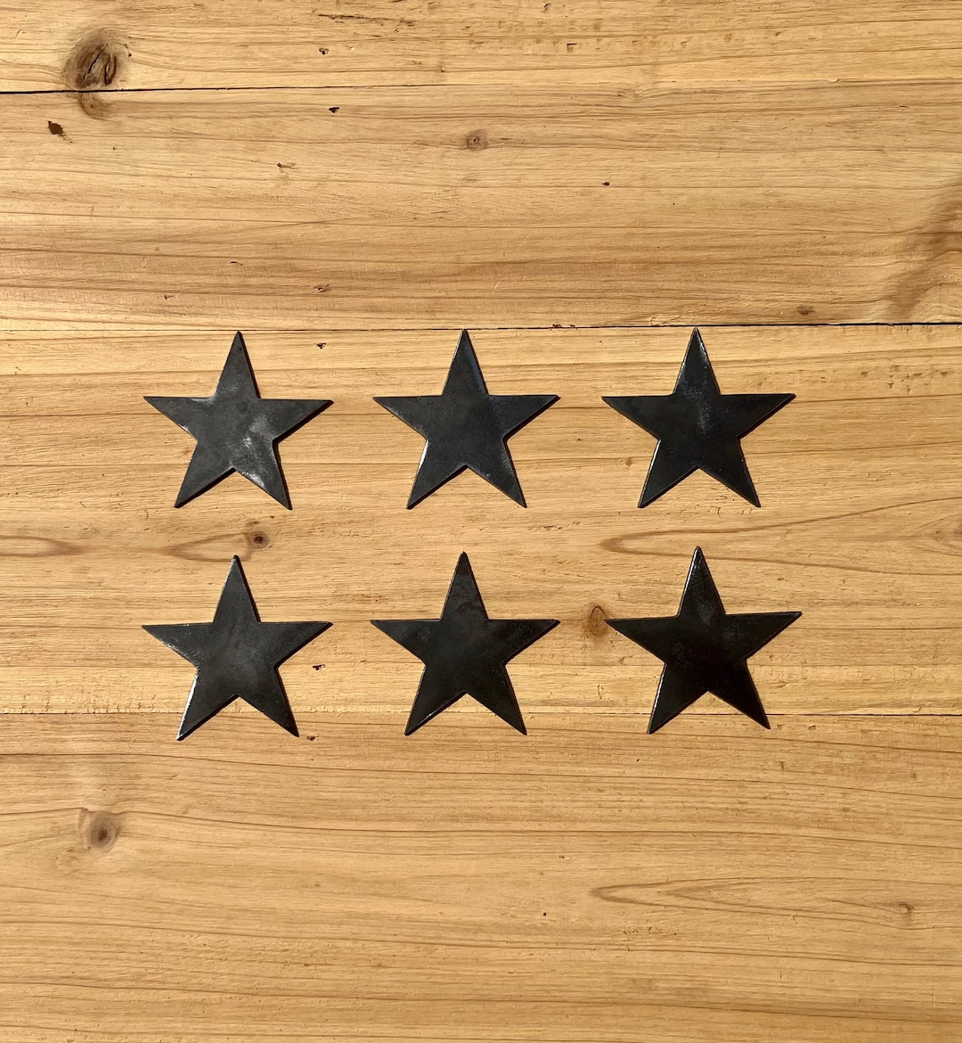 Lot Set of 6 Metal Star Shapes 2.75 Inch Rough Rusty Metal Steel Wall ...